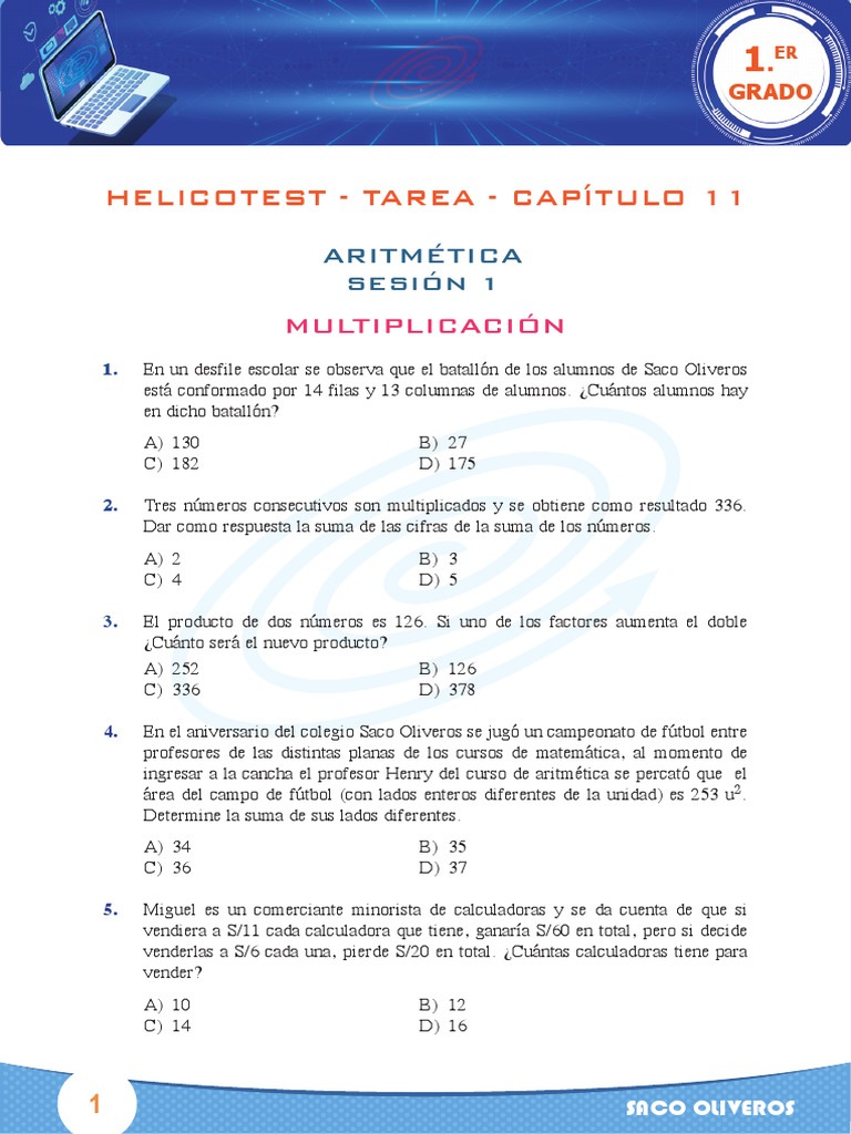 1 - Arit S1 - 1° - Cap11 - Preg - Tarea - 22 | PDF