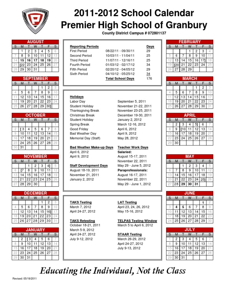 2011-2012 Premier High School Calendar | PDF | Travel | Science ...