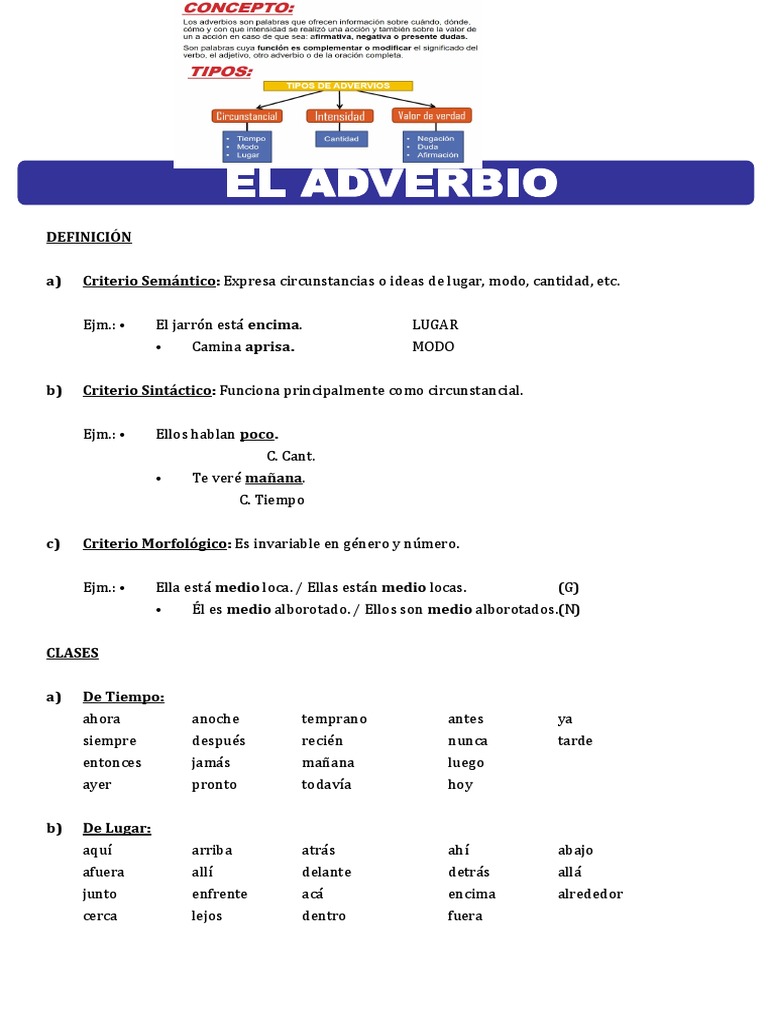 Guía Completa de Adverbios y Ejercicios | PDF | Adverbio | Lingüística