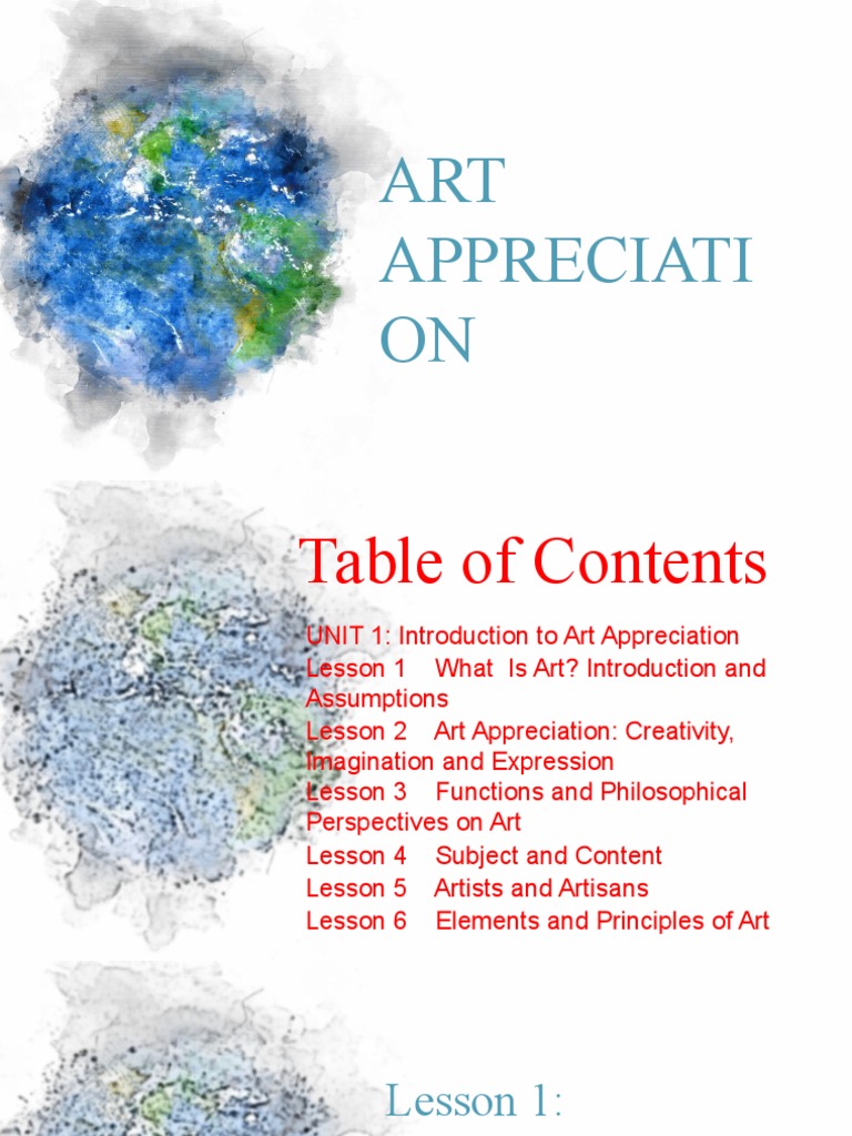 Art Appreciation Unit 1 | PDF | Beauty | Composition (Visual Arts)