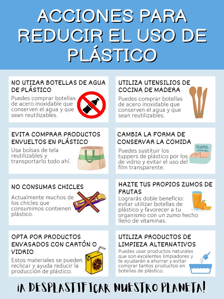 Acciones para Reducir el Plástico | PDF | Cocina, comidas y vino ...