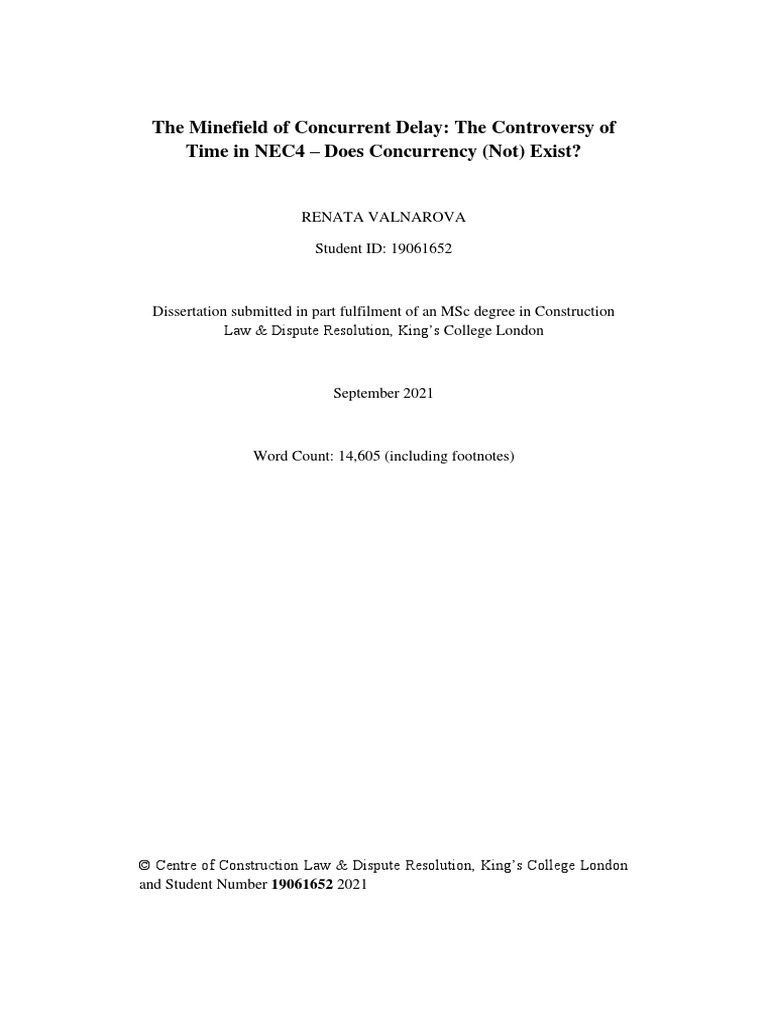 Concurrent Delay and Nec4 Dissertation R Valnarova | PDF | Thesis ...