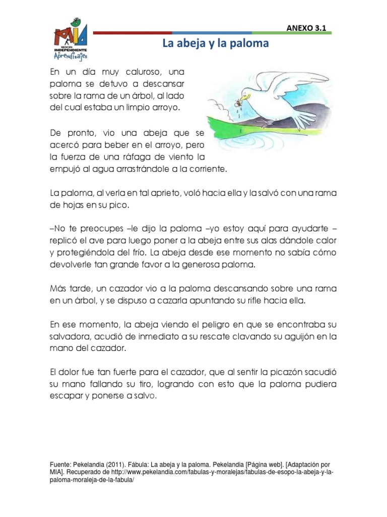Anexo 3.1 La Abeja y La Paloma | PDF