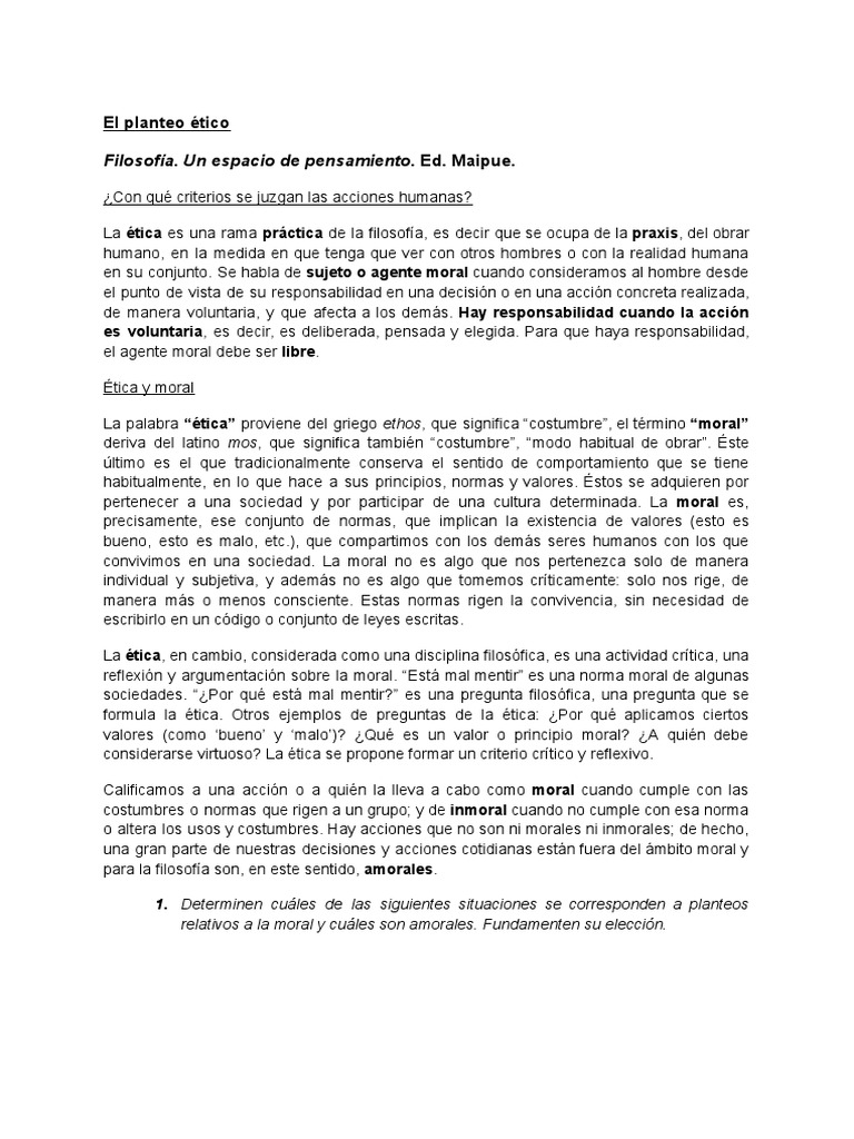 El Planteo Ético | PDF | Moralidad | Instituciones sociales