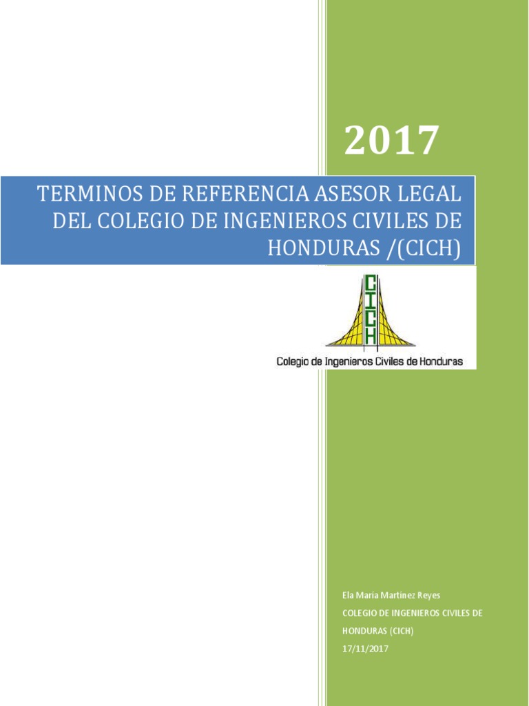 Términos de Referencia Asesor Legal CICH | PDF | Honduras | Oferta ...