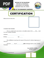 Barangay Certification For Bailing | PDF