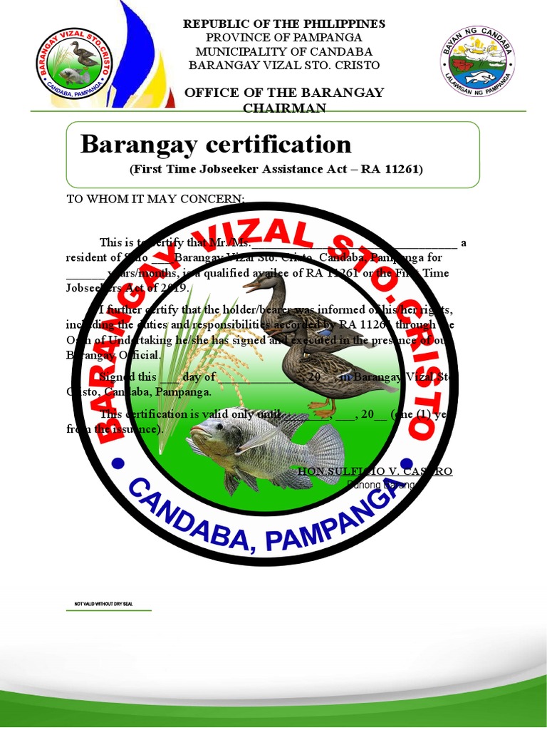 Certificate of Firsttime Jobseeker 2 | PDF