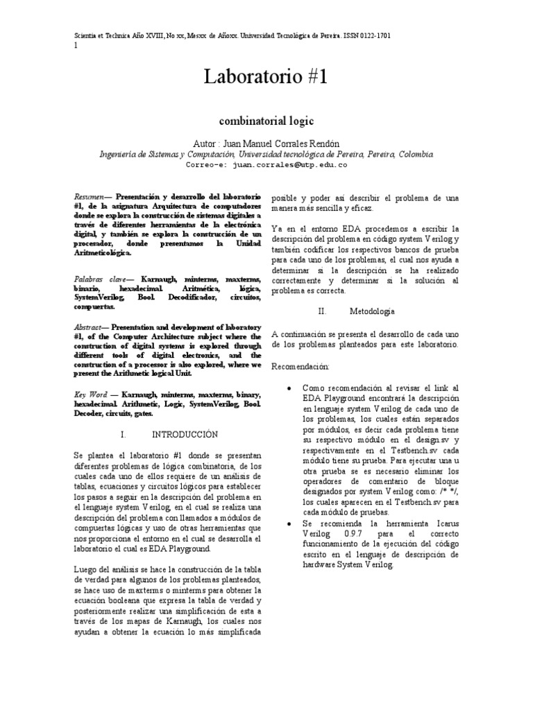 Laboratorio #1 | PDF | Poco | Puerta lógica