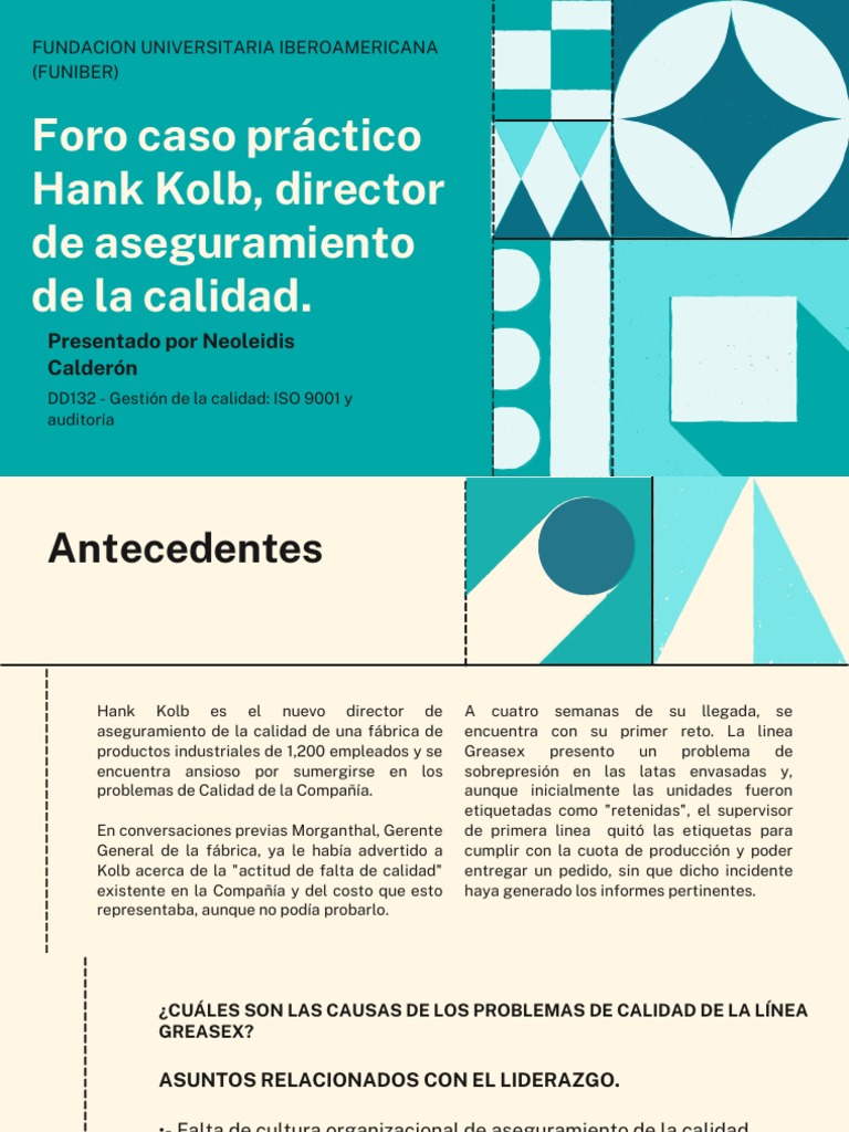 Caso Práctico Hank Kolb | PDF | Calidad (comercial) | Economias