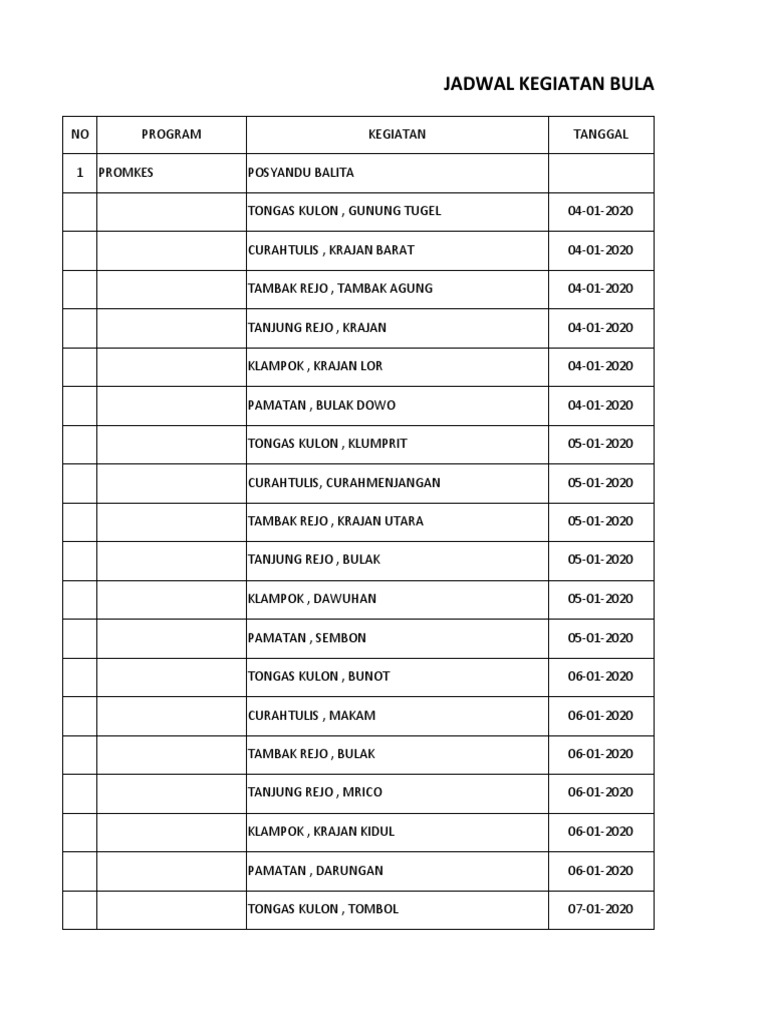 Jadwal Tahunan | PDF