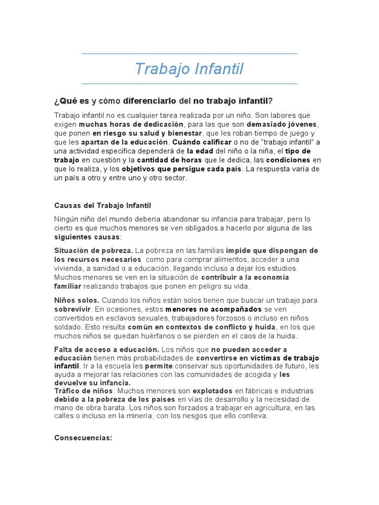 Trabajo Infantil | PDF | Trabajo infantil | Pobreza