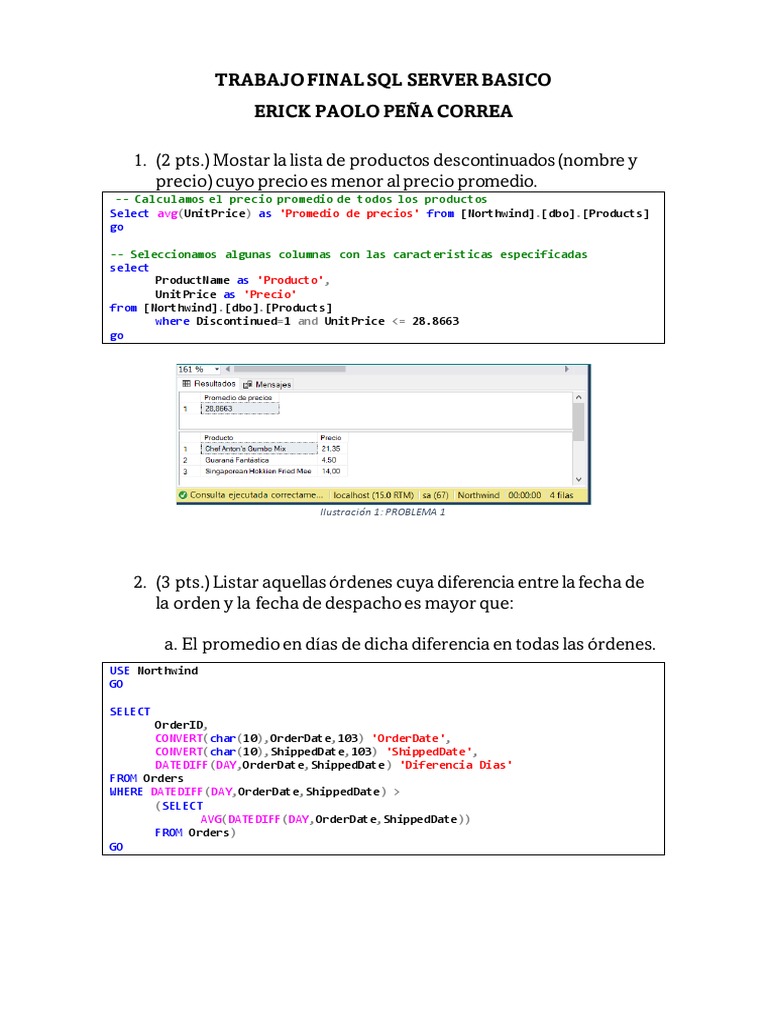 Trabajo Final SQL Server Basico | Descargar gratis PDF | Bases de datos | Software de gestión de ...