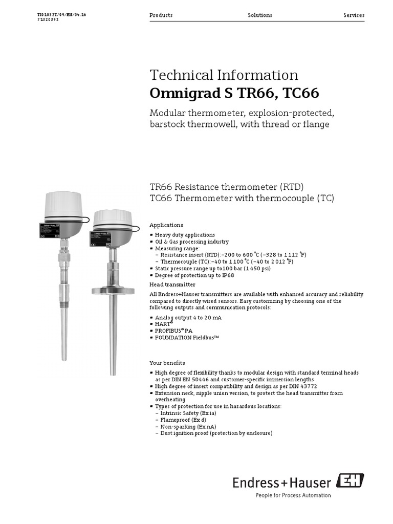 Technical Information Omnigrad S TR66, TC66 | PDF | Thermocouple ...