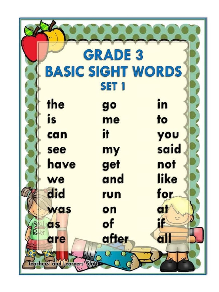 Basic Sight Words Grade 3 | PDF