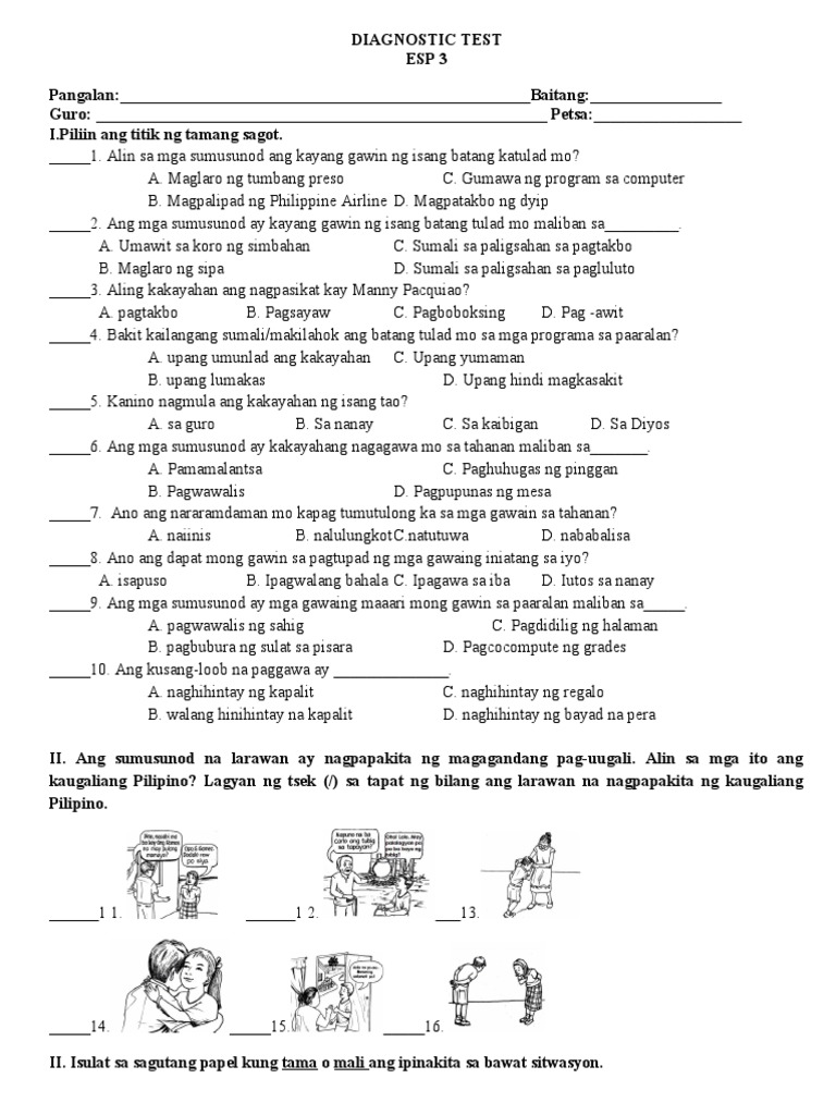 Diagnostic Test in Esp | PDF