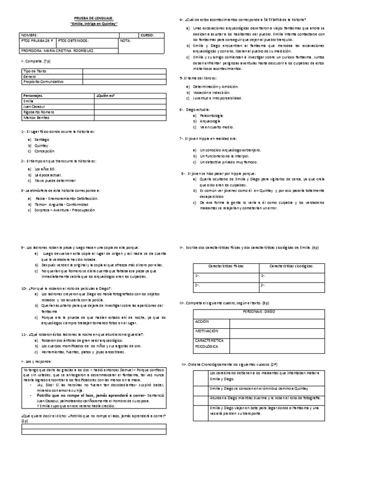 PR Leng 6 Emilia Intriga en Quintay (5270) | PDF