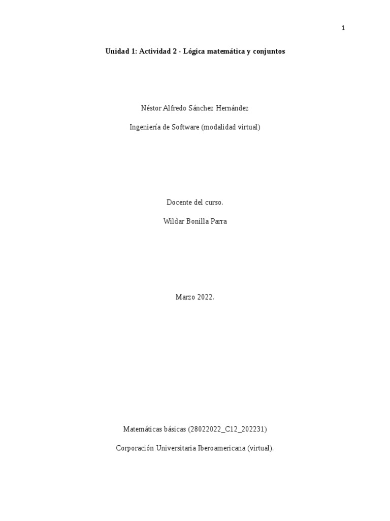 Actividad 2 L Gica Matem Tica y Conjuntos 1 | PDF | Proposición | Lógica