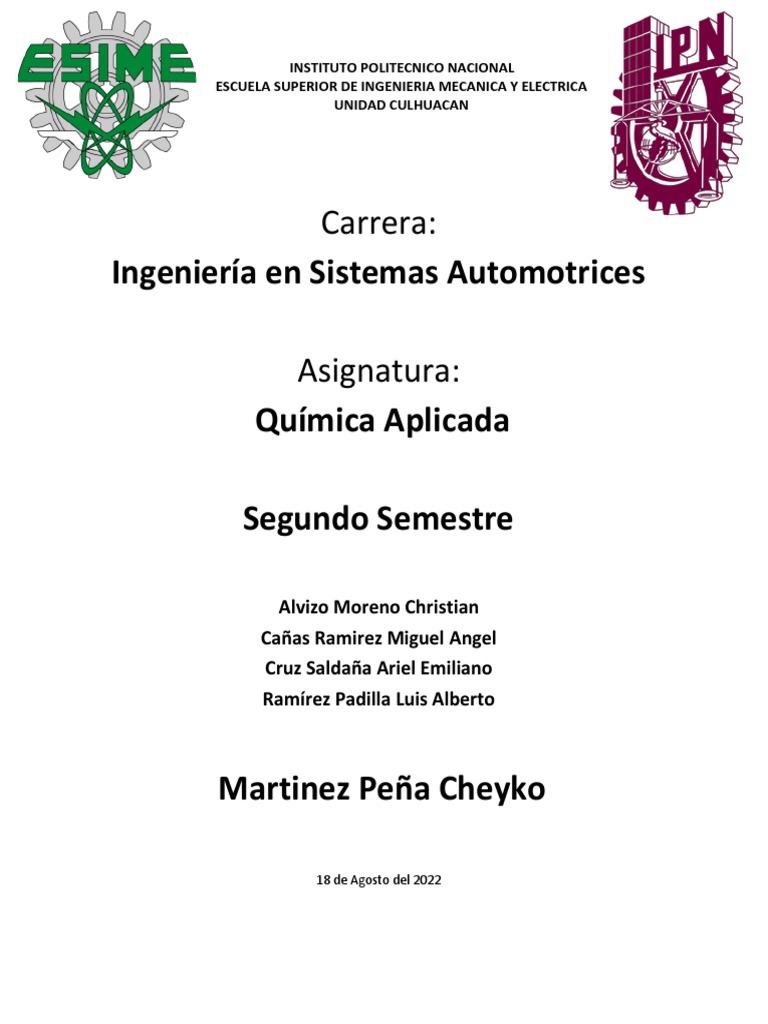 Carátula de Química-2 | PDF