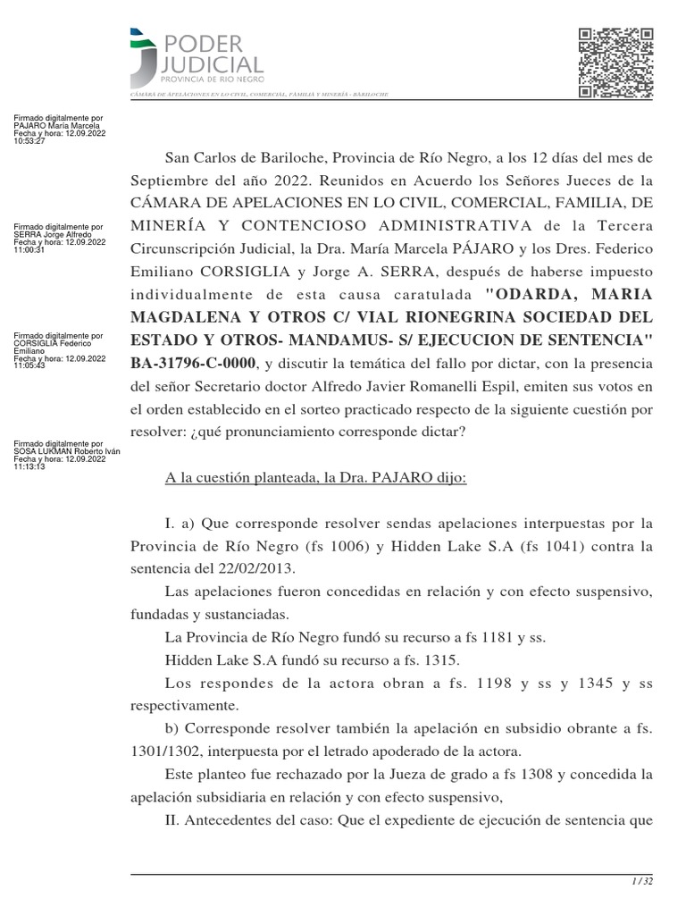 Fallo de La Cámara de Apelaciones en Lo Civil y Comercial de Bariloche ... Fallo de La Cámara de Apelaciones en Lo Civil y Comercial de Bariloche ...