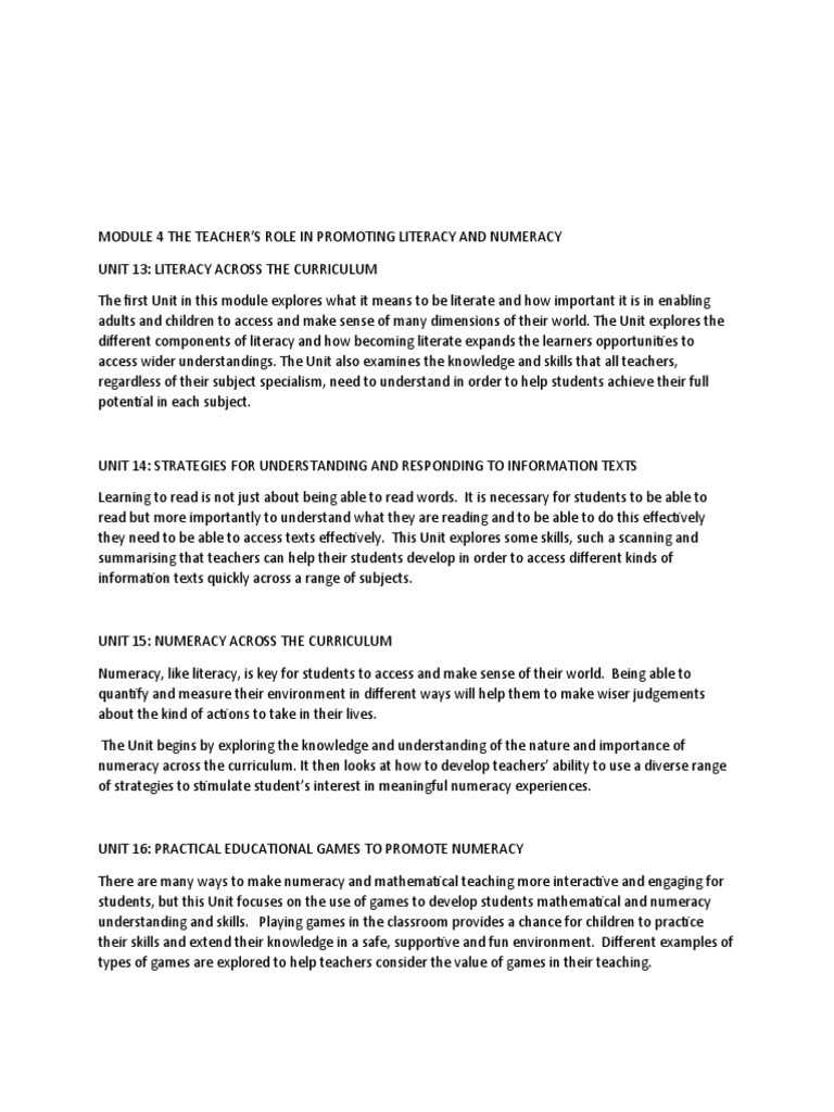 Module Literacy & Numeracy | PDF | Teaching Method | Literacy