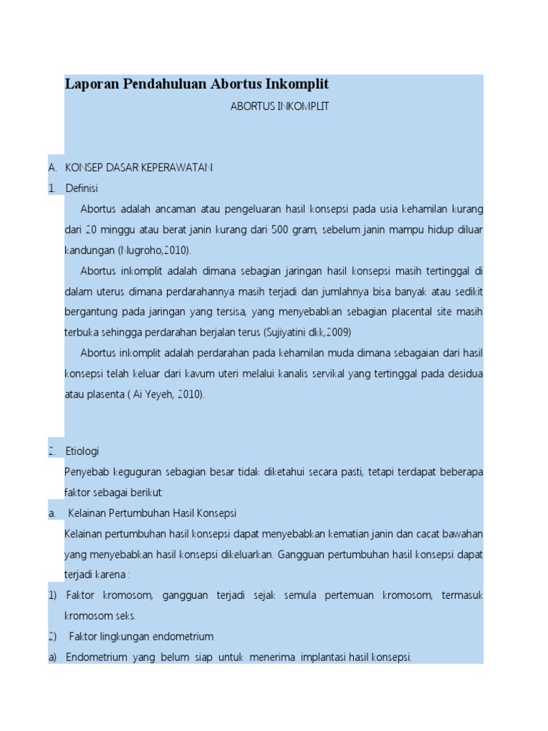 Panduan Abortus Inkomplit: Gejala & Penanganan | PDF | Kesehatan ...