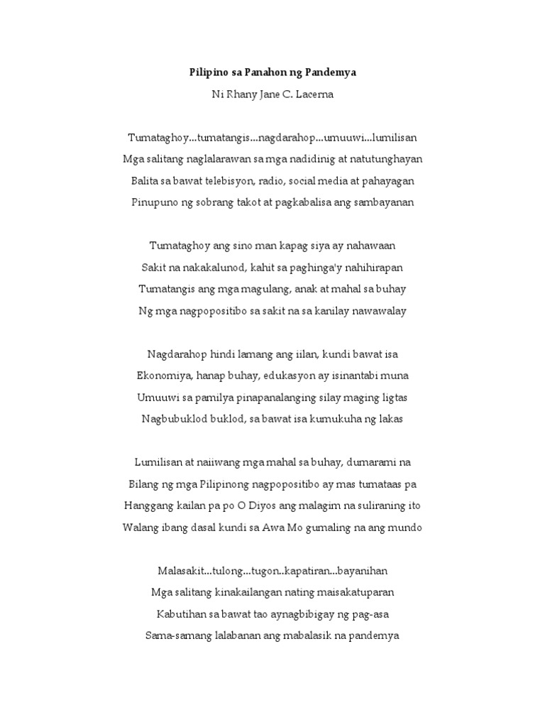 Pilipino Sa Panahon NG Pandemya | PDF Pilipino Sa Panahon NG Pandemya | PDF