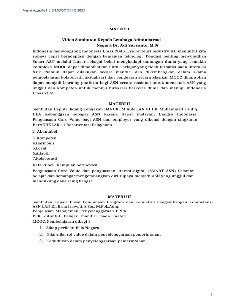 Jurnal Mooc Pppk 2022 Pdf