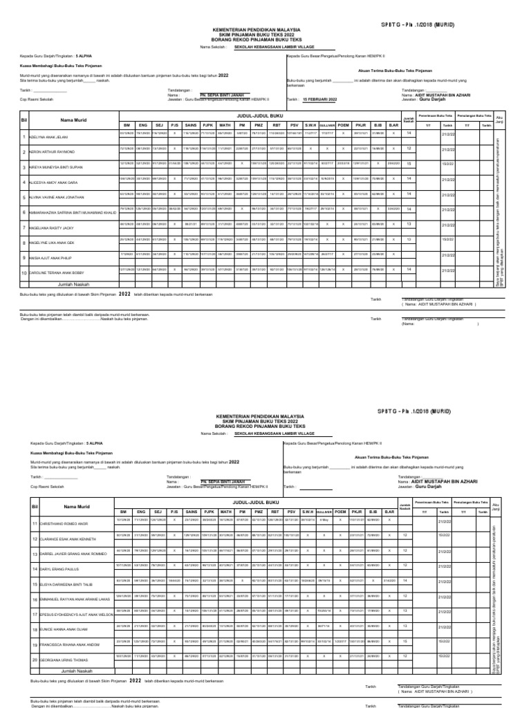 Borang SPBT G 5 Alpha 2022 | PDF