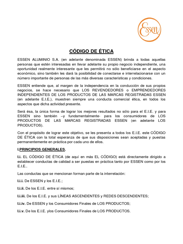 Codigo de Etica 2015 | PDF | Comportamiento | Los consumidores