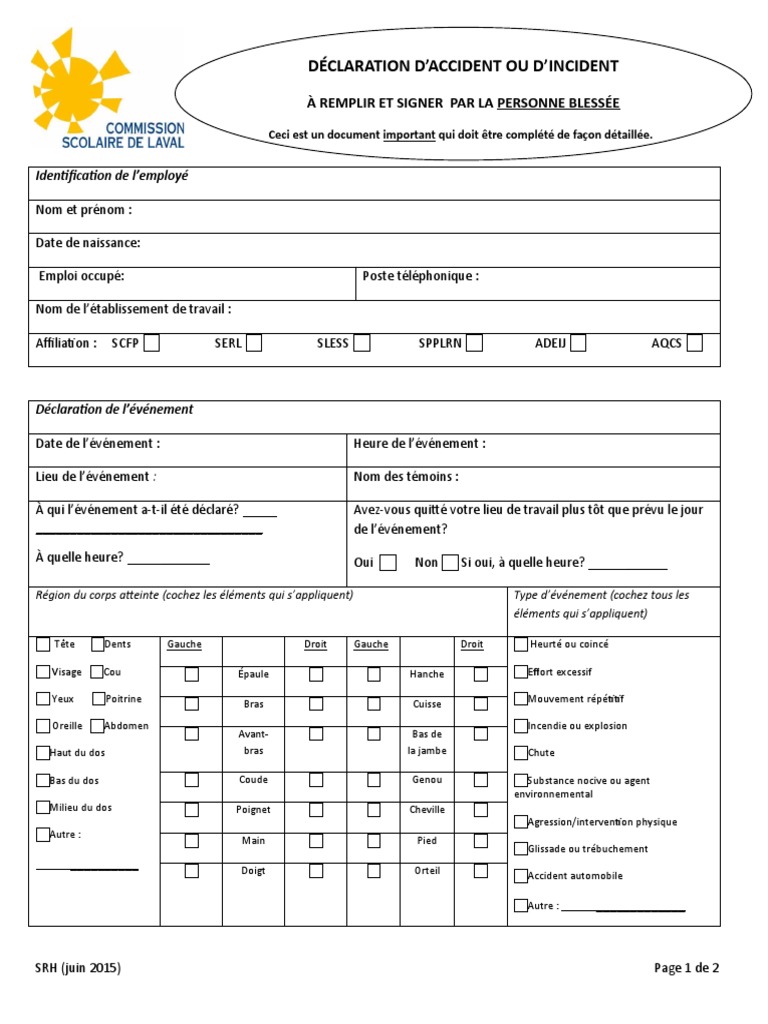 Formulaire - Déclaration D'accident de L'employé | PDF