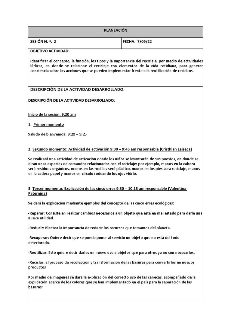 Planeacion 2 Pdf Residuos Reciclaje