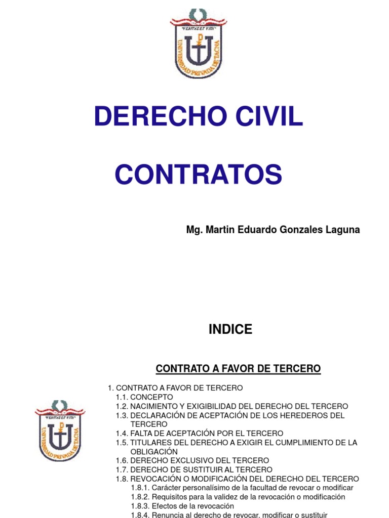 10-PPT - D. Civil V-A - Contrato en Favor de Tercero | PDF | Documentos legales | Derecho ...
