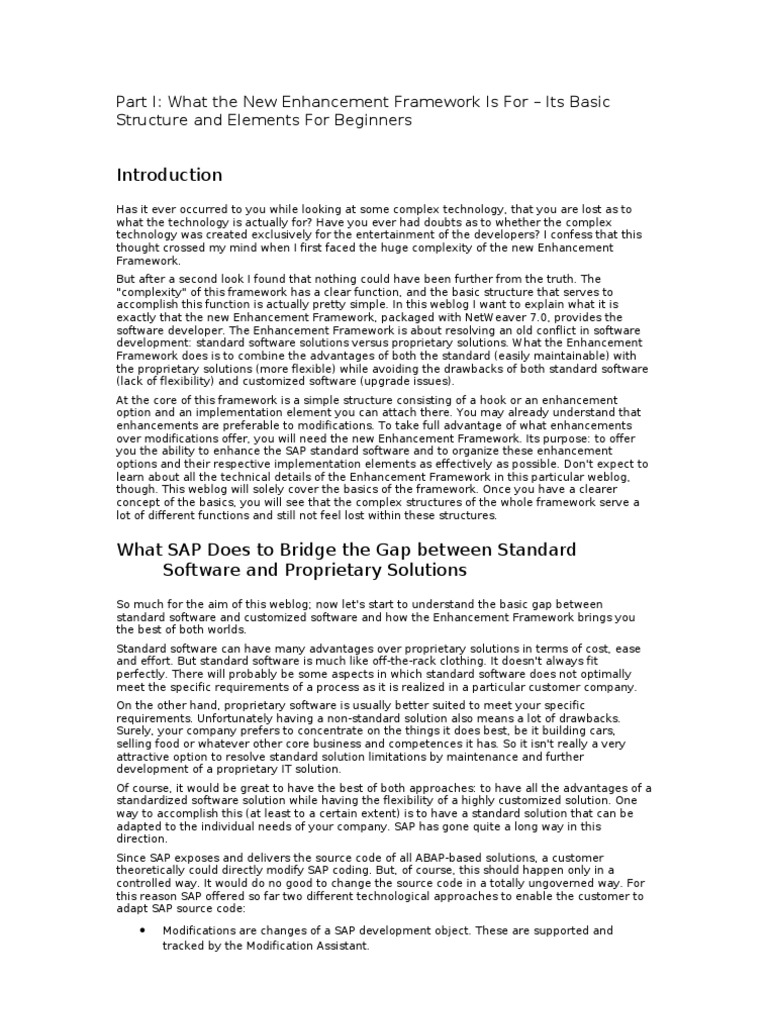 The New Enhancement Framework - Weblog Series | PDF | Software ...