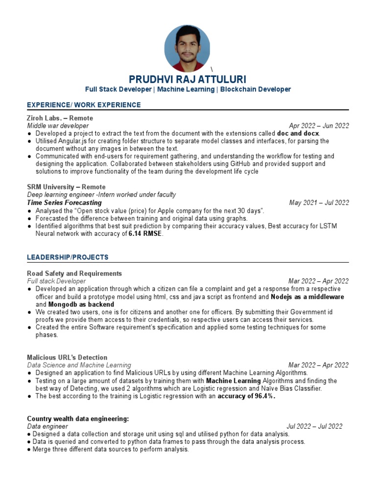 Photo Resume | PDF | Databases | Machine Learning