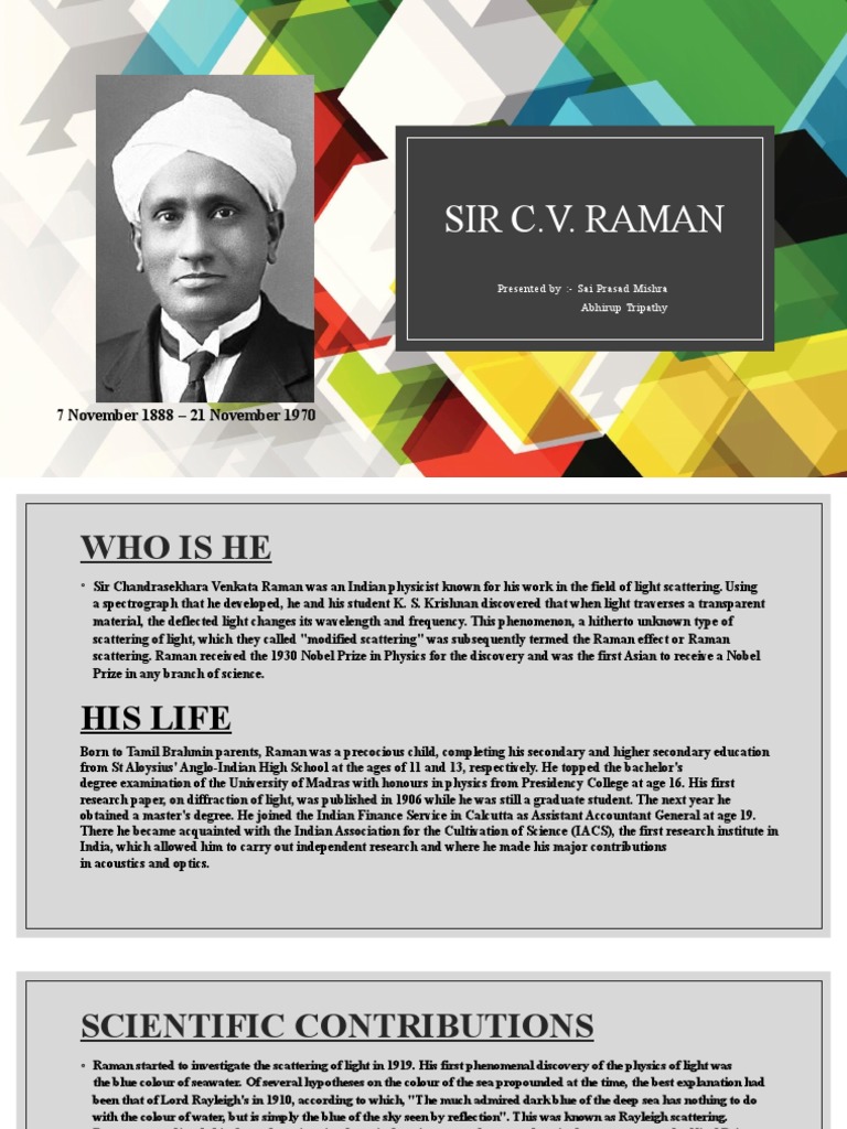 CV Raman | PDF | Physical Sciences | Chemistry