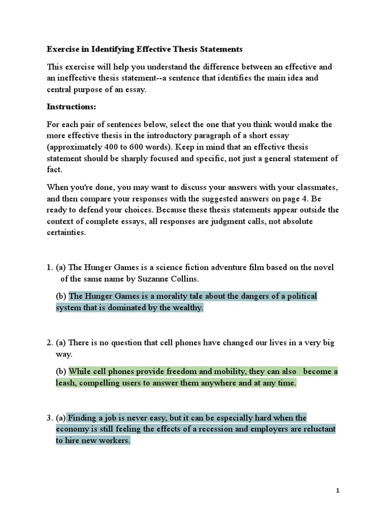 Effective Thesis Statement Guide | PDF | Thesis | Essays