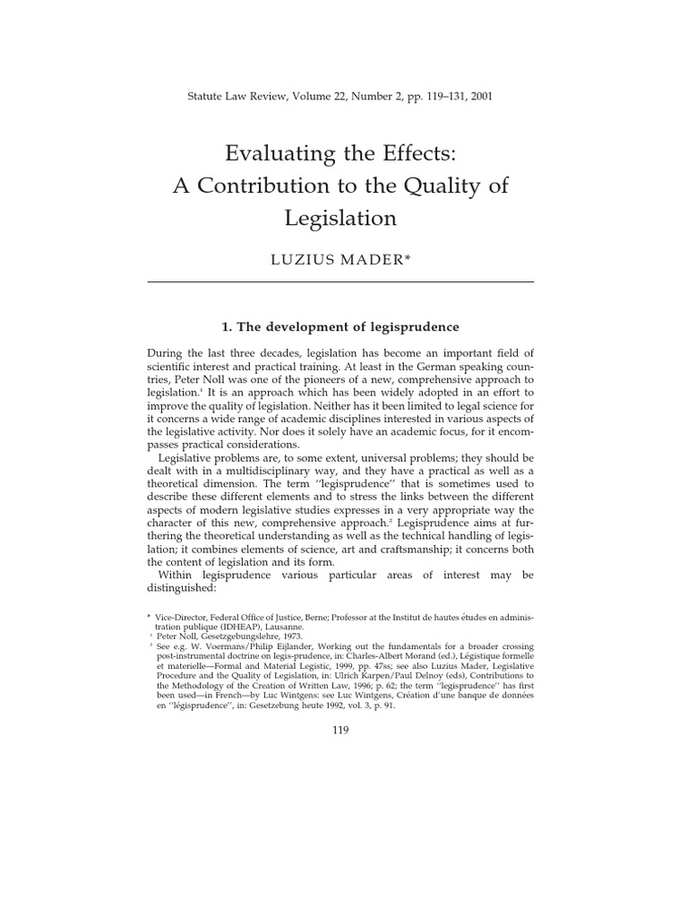 MADER, LUZIUS - Evaluating The Effects A Contribution To The Quality of ...
