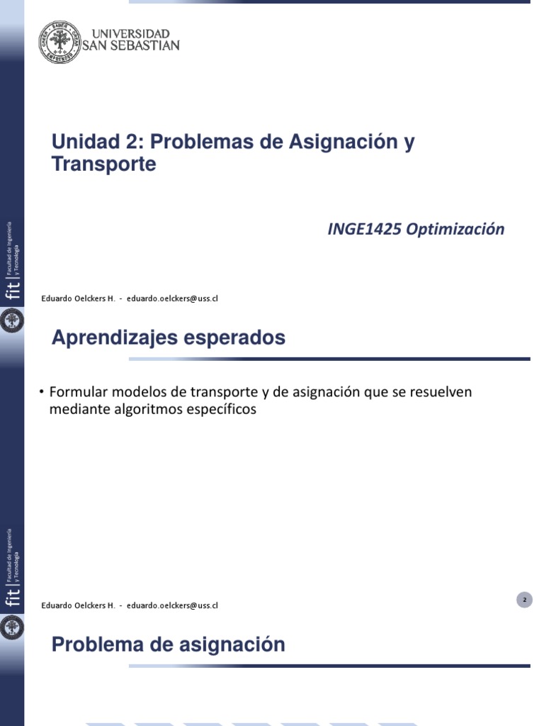 U02 Asignación y Transporte v00 | PDF | Matemáticas Aplicadas ...