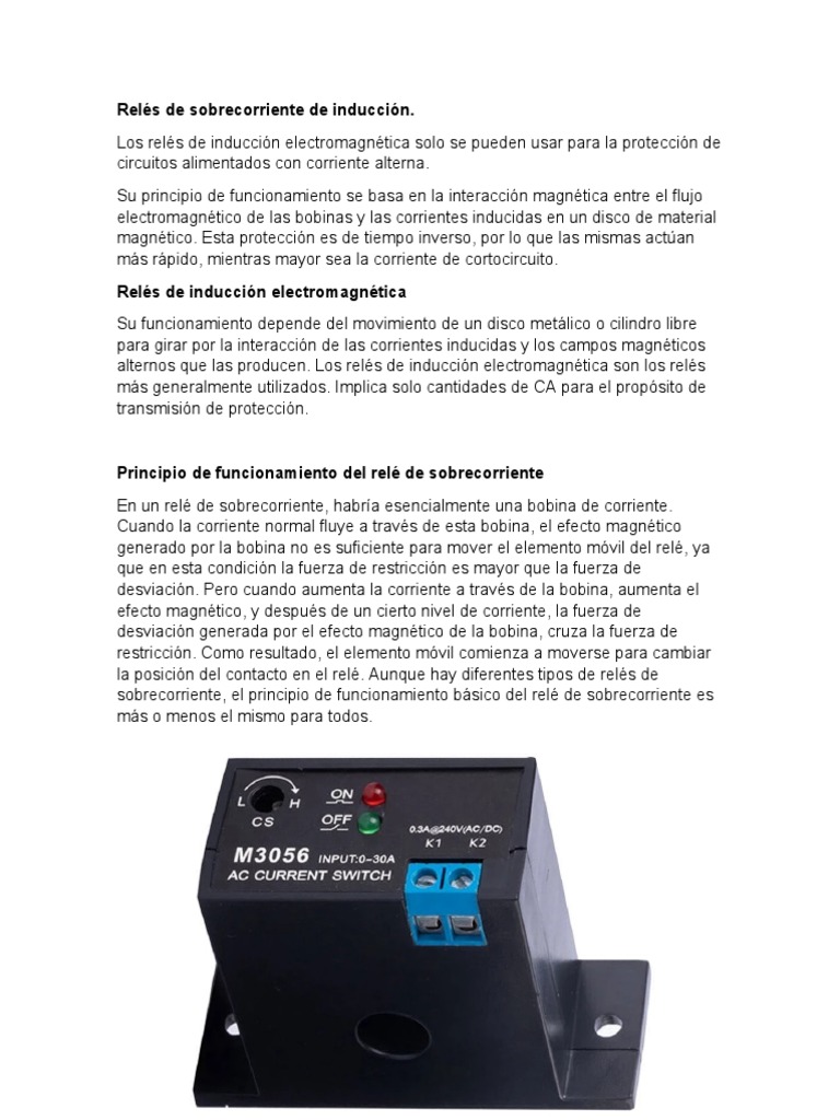 Relés de Sobrecorriente de Inducción | PDF