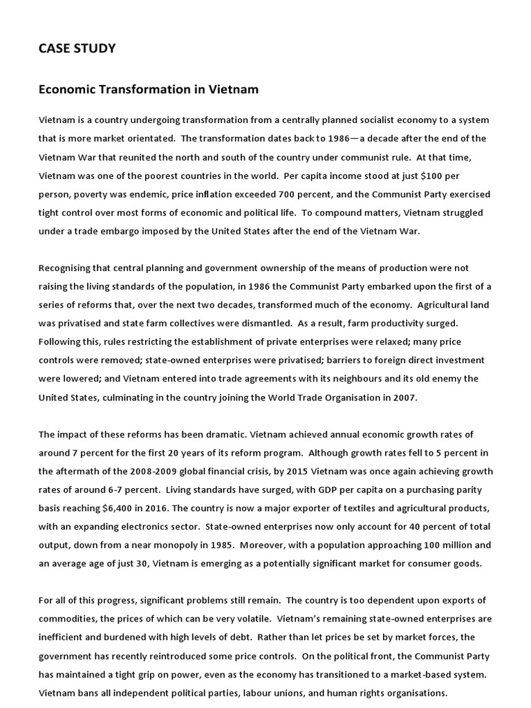 Ch2 - Case StudyEconomic Transformation in Vietnam | PDF | Vietnam ...