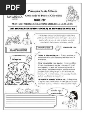 Segundo Mandamiento Para Niños