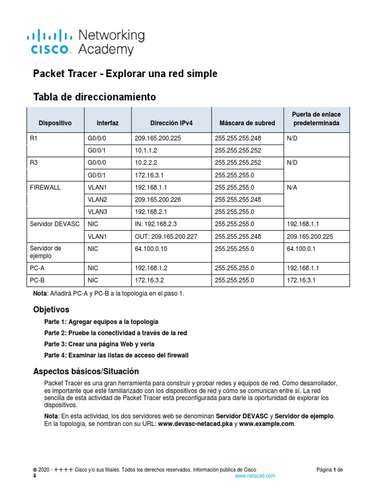 5.4.6 Packet Tracer - Explore A Simple Network - Es XL | PDF | Red ...