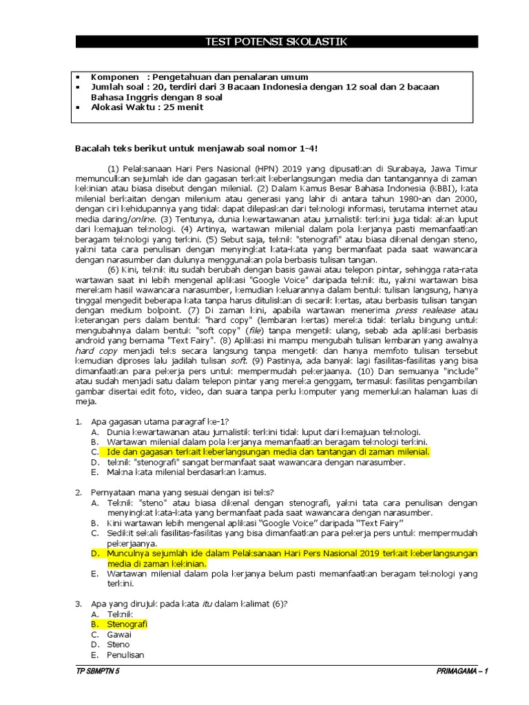 Soal Pengetahuan Dan Penalaran Umum - sbmptn5 | PDF