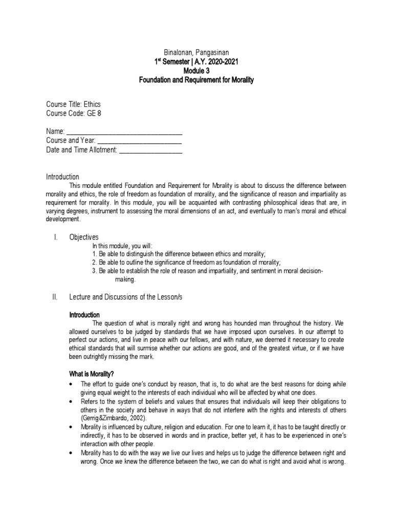 Module 3 | PDF | Morality | Reason