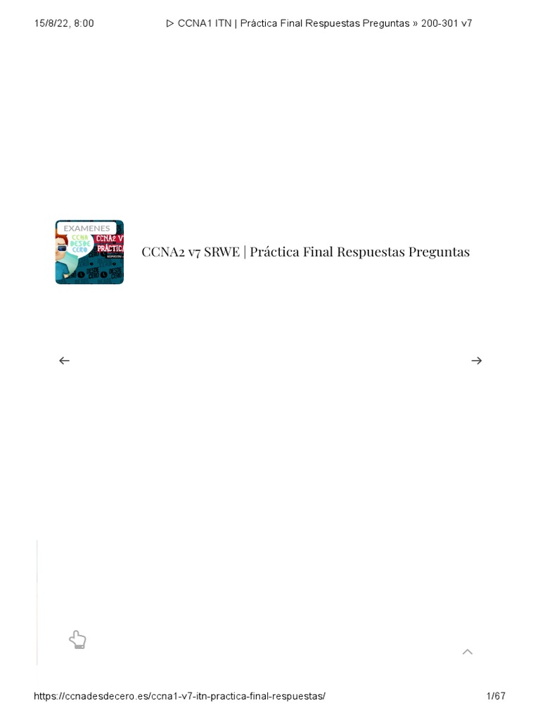 CCNA1 ITN - Práctica Final Respuestas Preguntas 200-301 v7 | PDF | Red de computadoras | Modelo osi