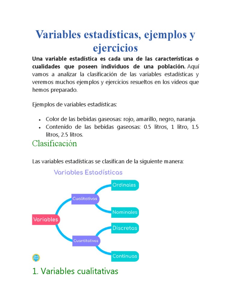 Variables Estadísticas Continua y Discreta Teoria | PDF | Estadísticas