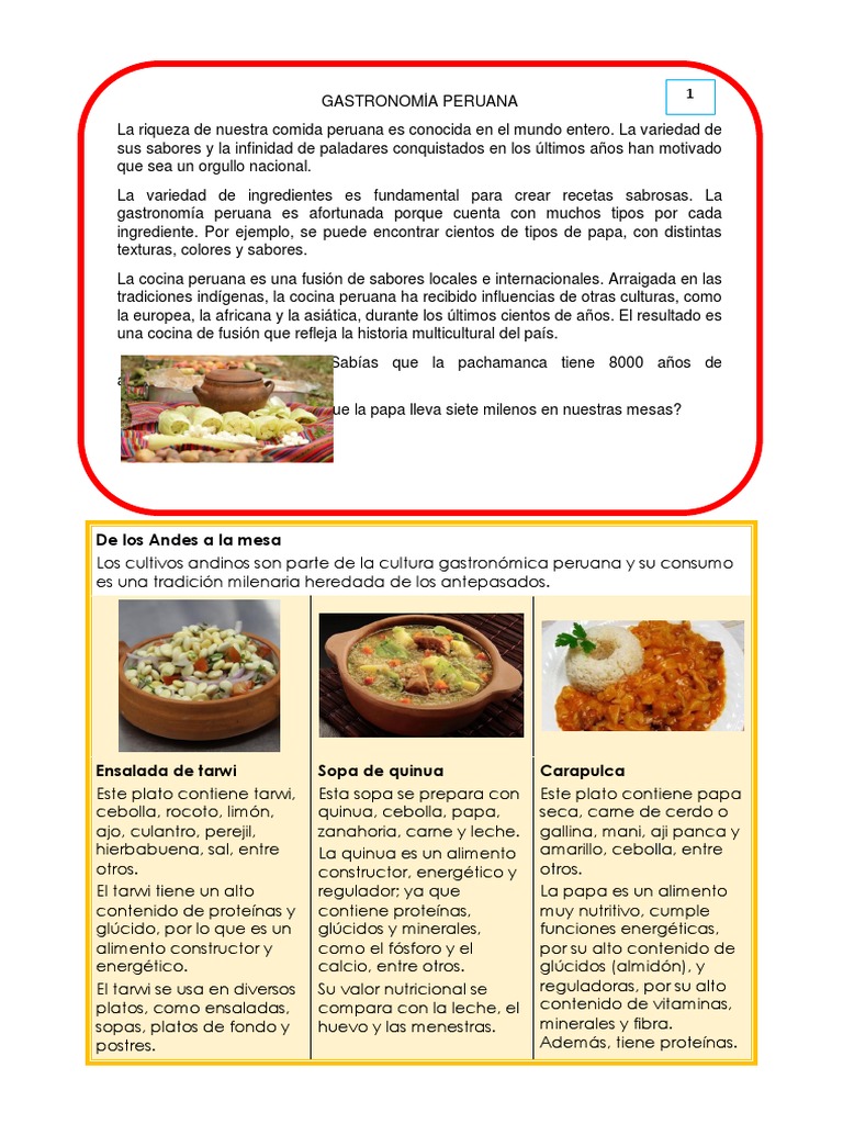 P.S Platos Típicos-Ficha | PDF | Cocina occidental | Comida regional y ...