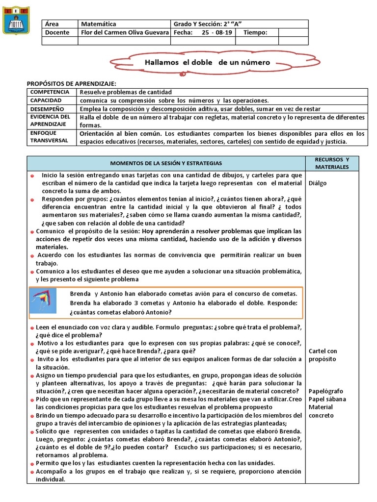Hallamos El Doble de Un Número | PDF | Aprendizaje