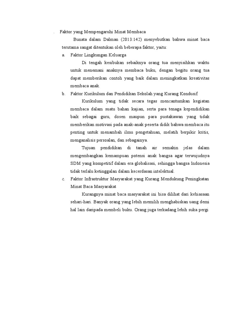 Faktor Yang Mempengaruhi Minat Membaca | PDF | Karier & Perkembangan | Sains & Matematika