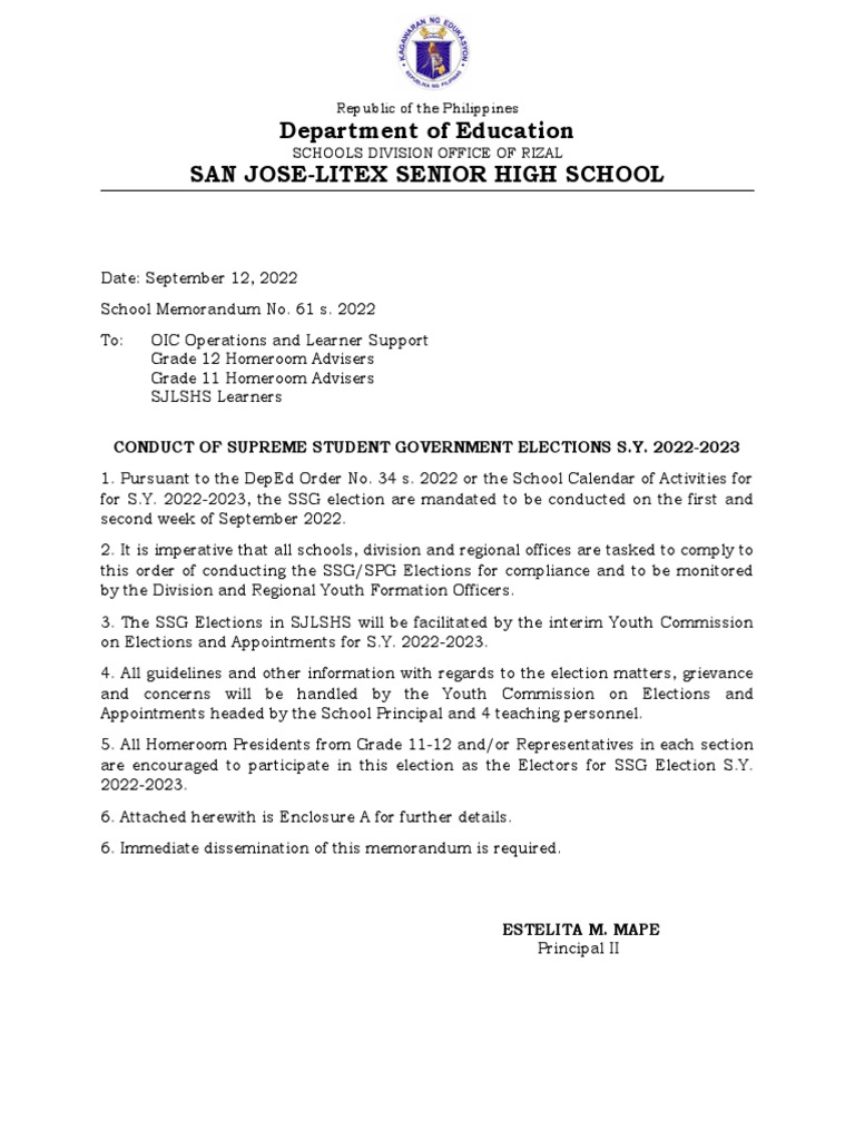 SSG Election Guidelines 2022-2023 | PDF | Accountability | Democracy